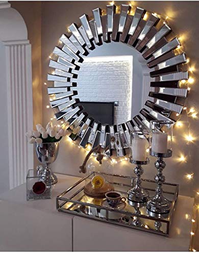 Venetian Design Made in India Mingling Slats Wall Mirror (Diameter -30 ...