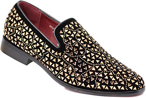 Enzo Romeo SPK27 Men's Rhinestone Sparkling Suede Dress Shoes Loafer ...
