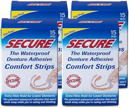 Secure Denture Adhesive Comfort Strips, 15 Strips, Pack of 4 price in ...