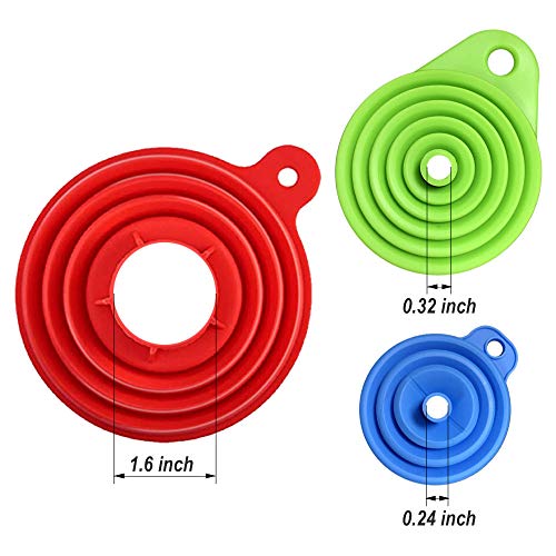 Kitchen Funnels Set of 3, Collapsible Funnel, Funnels for Filling Bottles and Jars, Food Grade ...