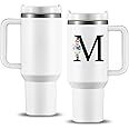 Amazon.com | HYMONA Letter M Tumbler with Lid and Straw 40oz, Personalized Tumbler with Initial ...