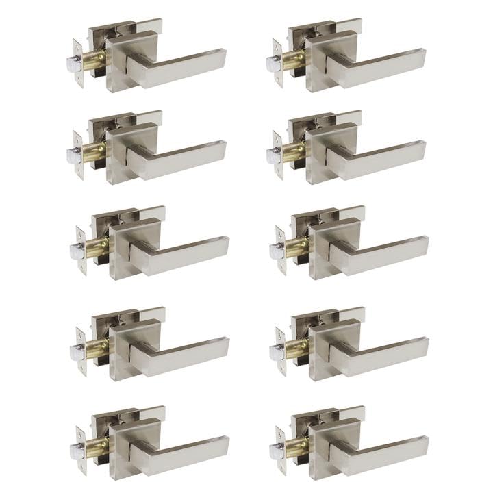 Probrico Door Handles Brushed Nickel Passage Door Lever with Lock for ...