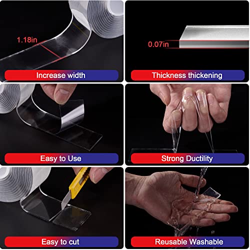 Heavy Duty Double Sided Tapes,Reusable Traceless Strong Sticky Tape ...