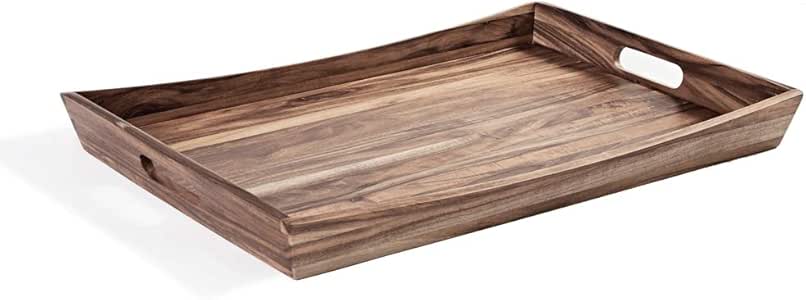 Amazon.com | Wooden Serving Tray - 20" Large Acacia Wood Decorative ...