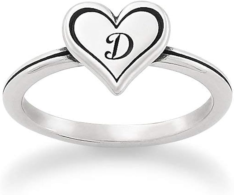 Amazon.com: MOTIEL Delicate Heart Initial Ring Alphabet Letter Ring 925 ...
