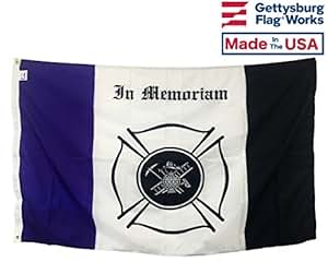 Amazon.com : 3x5' Fire Mourning Flag for Fireman, Firefighter In ...