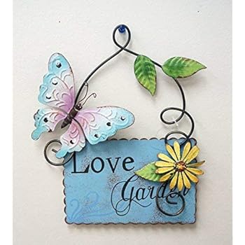Amazon.com : Metal Daisy Welcome Sign Wall Art/Front Door Decor Blue ...