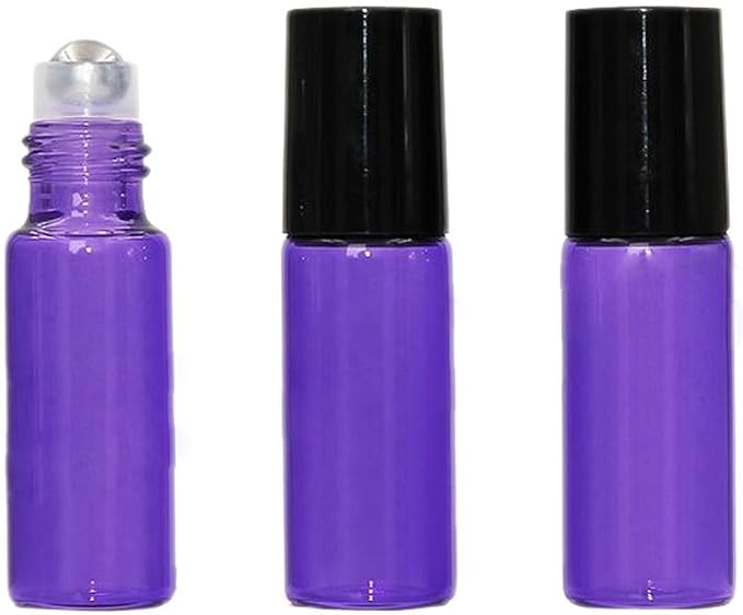 Purple Glass Roller Bottles 10 Pcs Empty Refillable Perfume Roll on ...