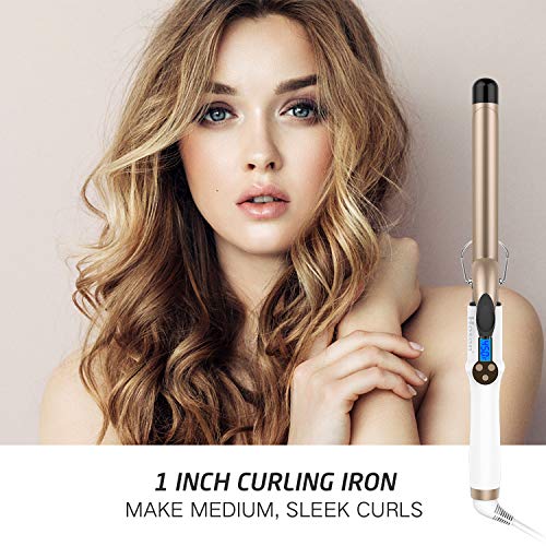 3/4 Inch Curling Iron Professional, Ceramic Tourmaline Curl Wand Barrel, Hair Curler Iron for ...