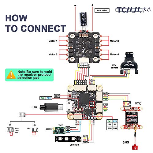 TCMMRC FC F4 Flight Controller 2-6S OSD BetaFlight 20x20mm for FPV ...