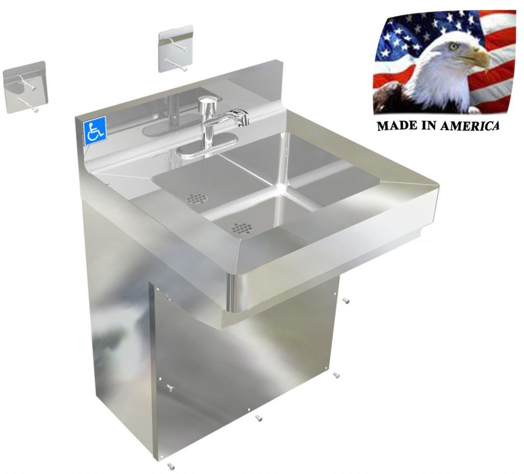 Amazon.com: ADA HAND SINK HD 24" 14GA STAINLESS STEEL VANDAL RESISTANT ...