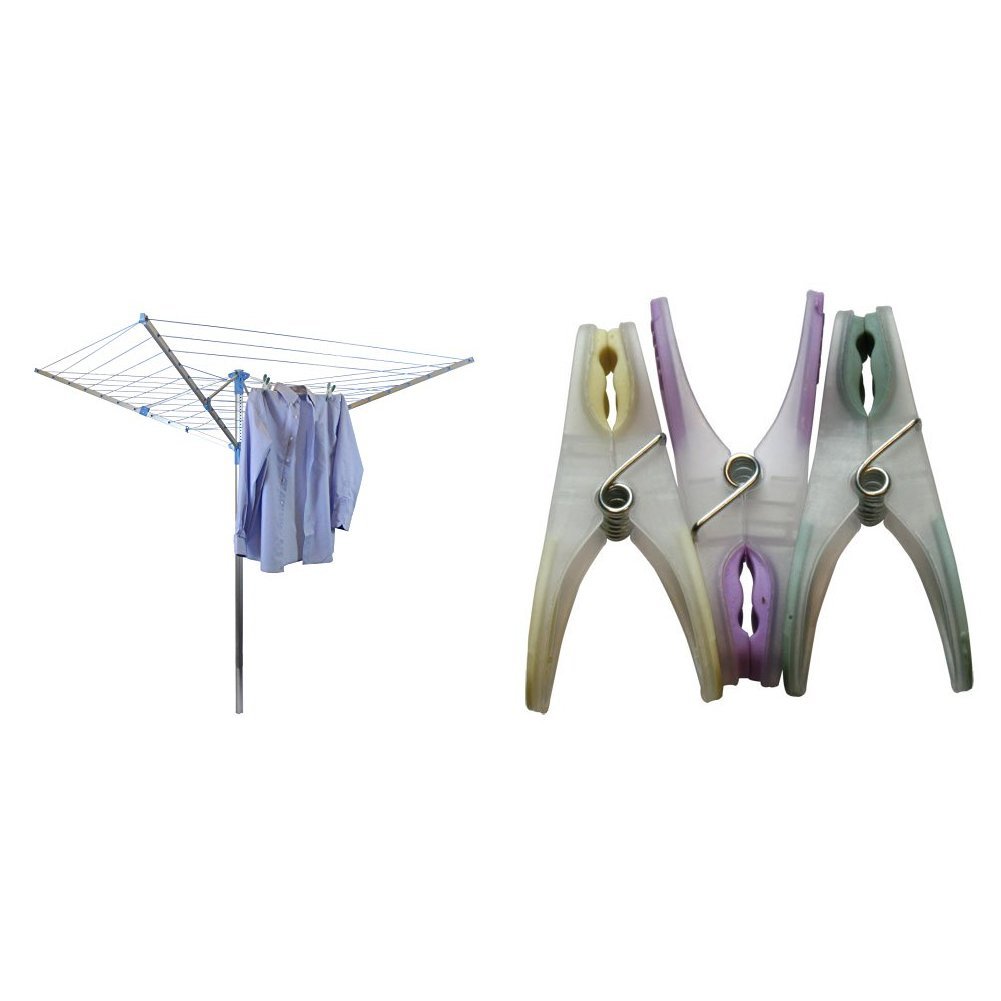 Laundry & Cleaning Blue 50 m JVL Robust Adjustable Aluminium Four-Arm ...