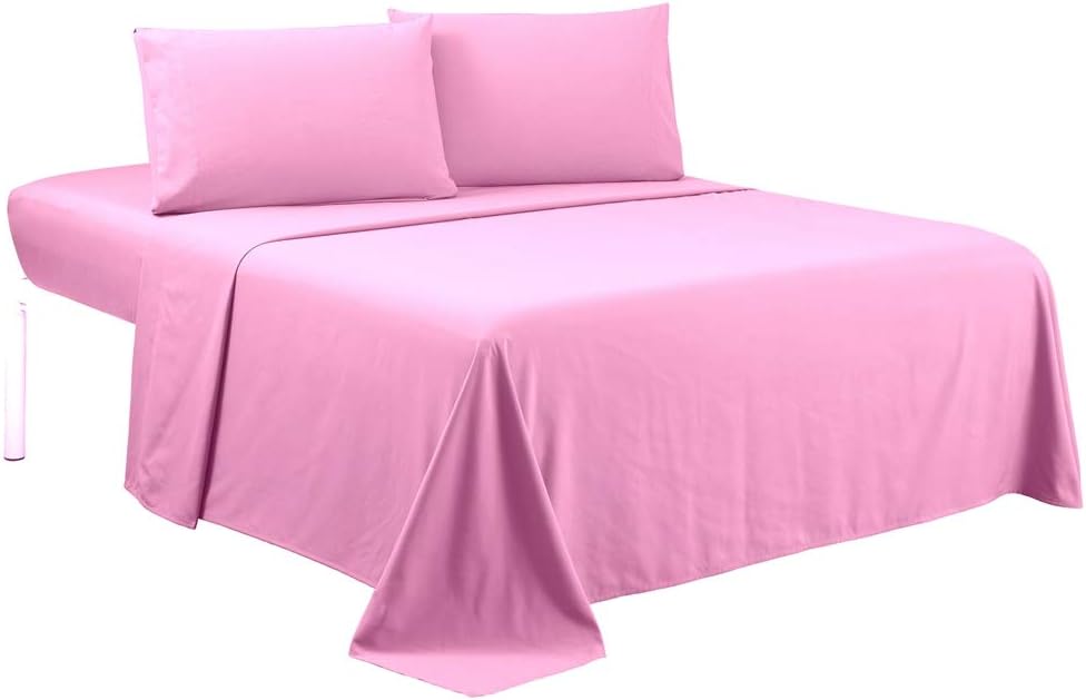 Amazon.com: Sfoothome Full Pink Sheets Set - Hotel Luxury 4-Piece Bed ...