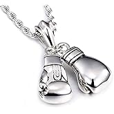 Golden Boxing Glove Necklace Pendant: Men Women 22 Inch Stainless Steel ...