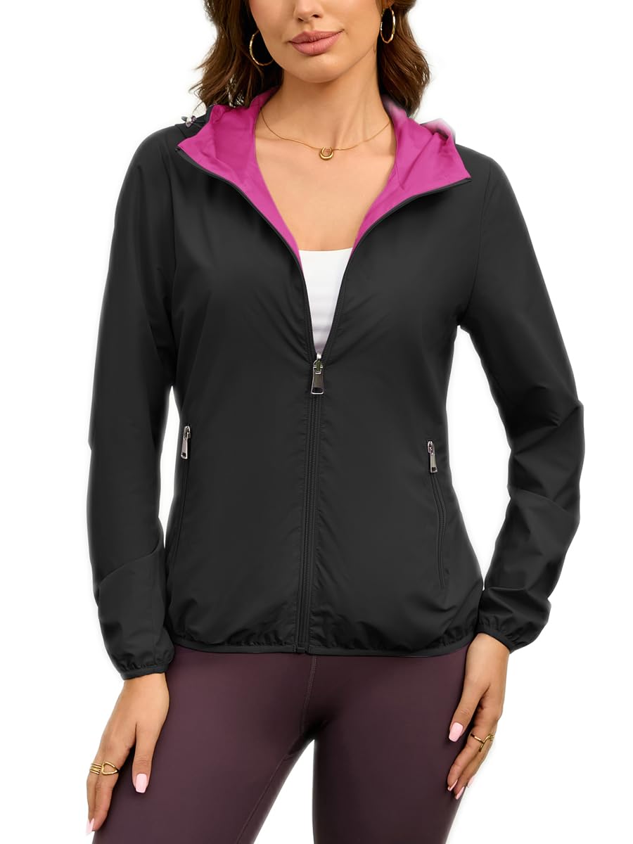 MODERN BUBBLE Reversible Rain Jacket Women Lightweight Waterproof ...