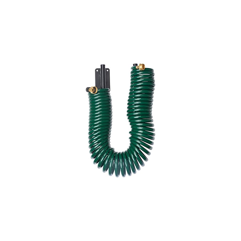 Melnor Garden Coil Hose with All Brass Connectors and Storage Rack ...
