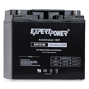 ExpertPower EXP12180 12 Volt 18 Ah Rechargeable Battery with Nuts and ...