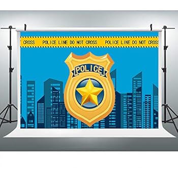 Amazon.com : Police Party Backdrop for Photography, 9x6FT, City Skyline ...