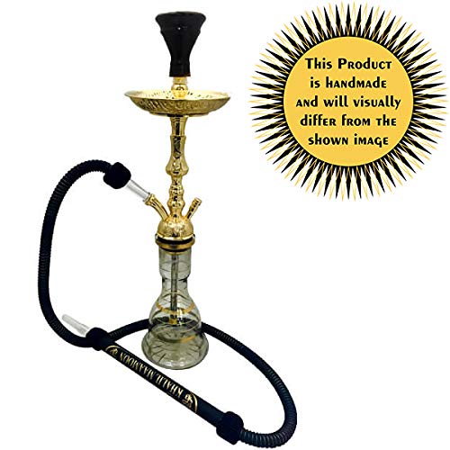 KHALIL MAMOON Signature Cup Gold 26" Complete Hookah Set: Portable Single Hose Shisha Pipe ...