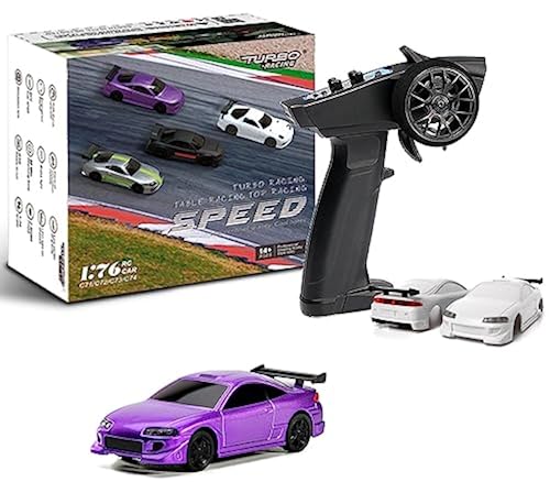 FLYCOLOR Turbo 1/76 Scale RC Car with 2.4G Remote contorl Classic LED ...
