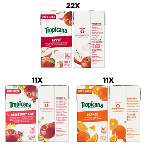 Tropicana 100% Juice Box, 3 Flavor Classic Variety Pack, 4.23oz (Pack ...