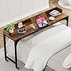 Tribesigns Overbed Table with Wheels, Queen Size Over Bed Table with Adjustable Tilt Stand Board ...
