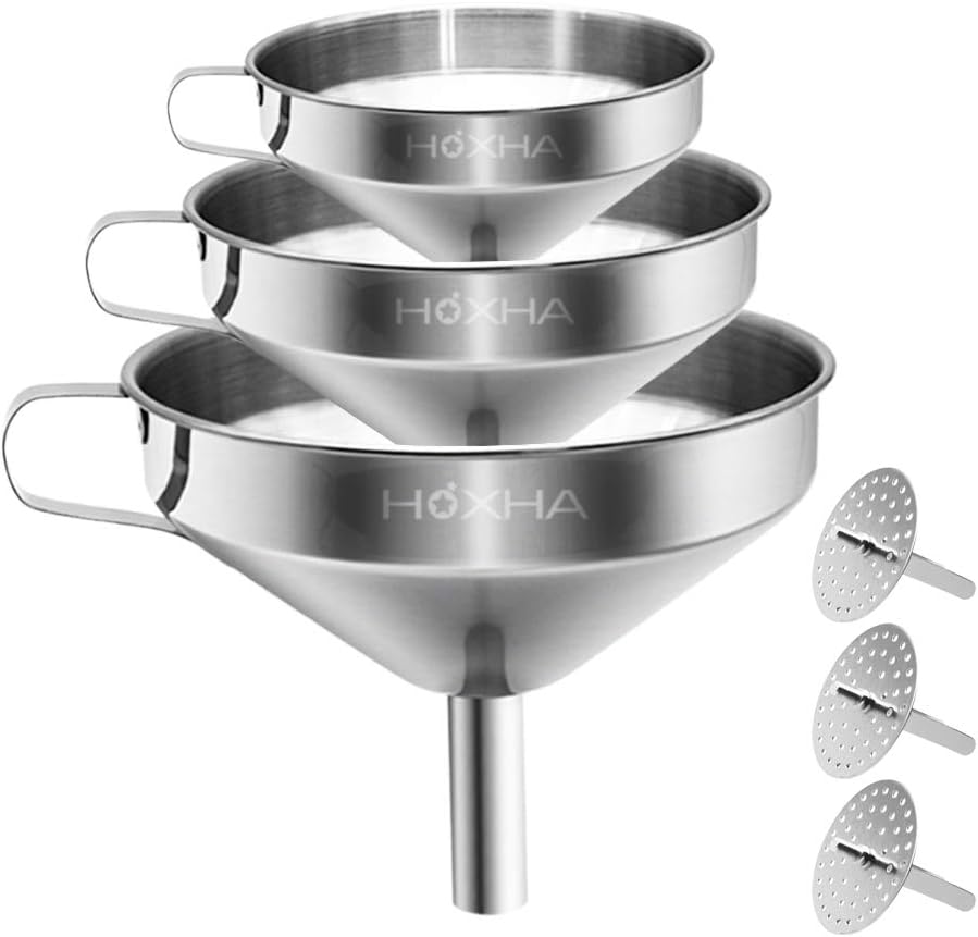 Stainless Steel Kitchen Funnel with Removable Strainer/Filter for Essential/Cooking Oils, Food ...