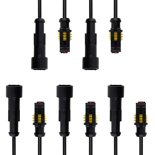 MUYI 5 Sets 1 Pin Wire Connector 18AWG Waterproof Electrical Connectors ...