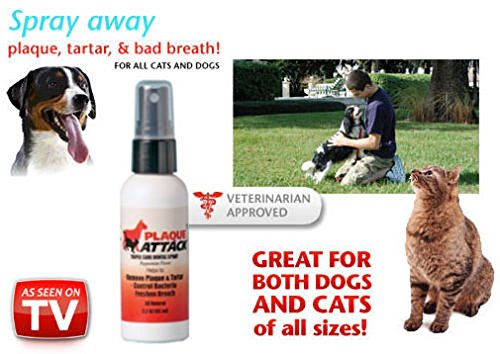 Plaque Attack Spray Dog Cat Bad Breath Teeth up to 6 Month Supply As ...