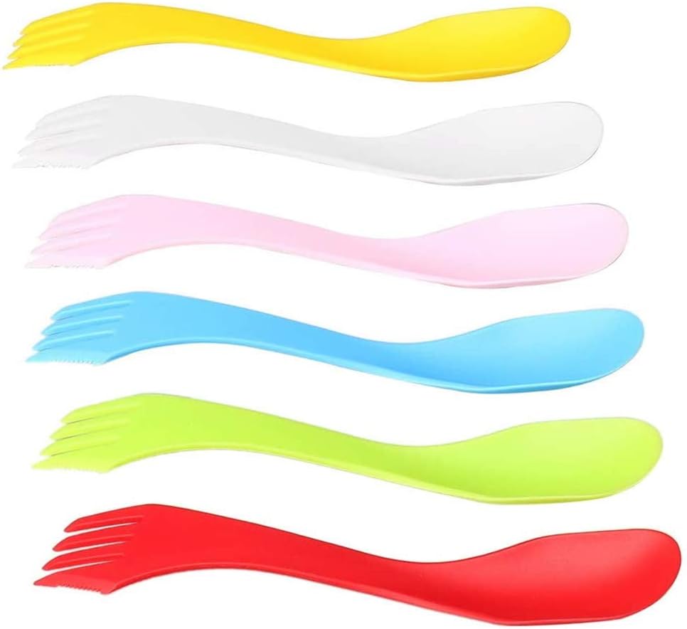 NA 6Pcs Plastic Spork Lightweight & Strong All In One Camping Cutlery ...