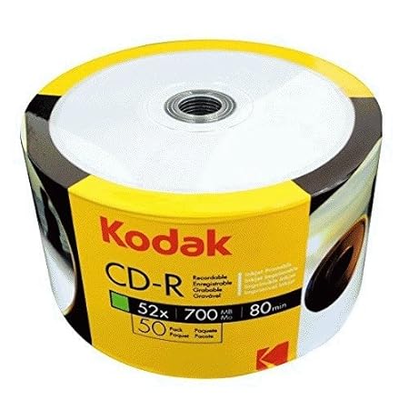 50 Pack KODAK CD-R 52x Full Face Printable: Amazon.co.uk: Electronics
