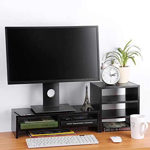 Buy Computer Laptop Monitor Riser Stand Desktop Wooden Storage ...