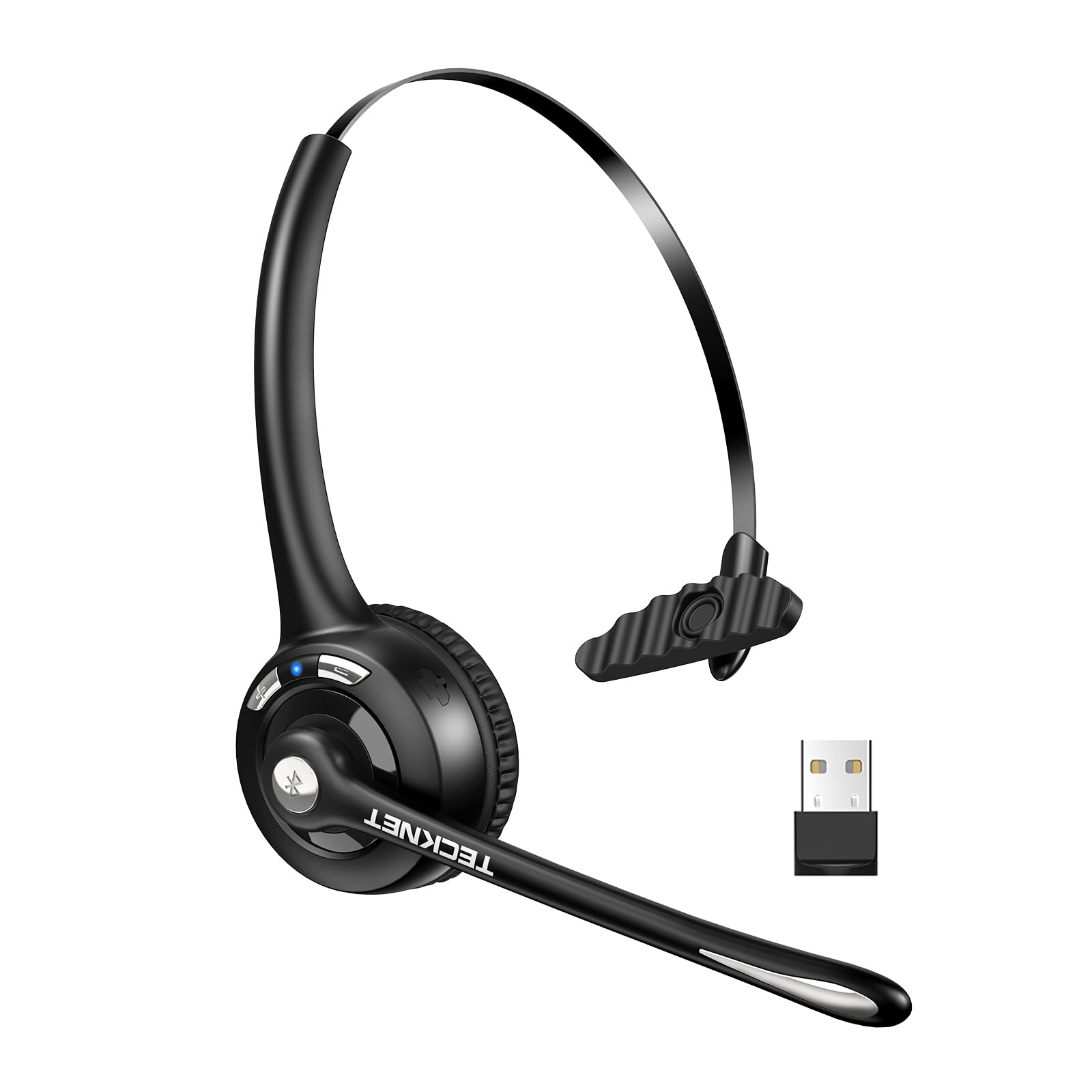 TECKNET Wireless Headset, Bluetooth Headphones with Noise Cancelling ...