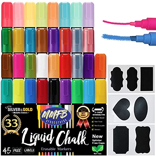 MMFB Arts & Crafts Chalk Markers - Pack of 33 Liquid Chalk Paint Pens ...