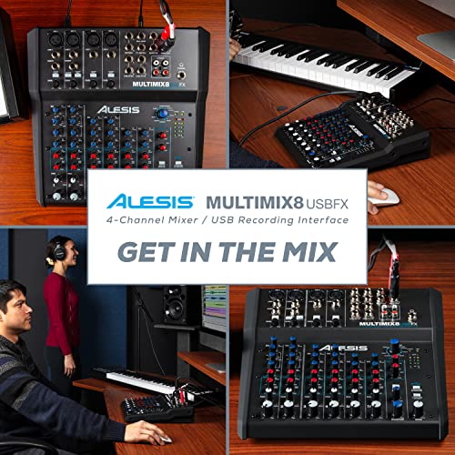 Alesis MultiMix 8 USB FX – 8 Channel Compact Studio Mixer with Built In Effects & USB Audio ...