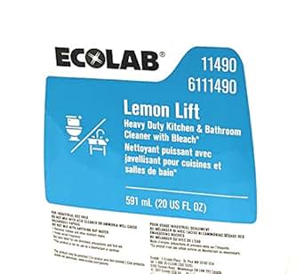 Ecolab Lemon Lift Heavy Duty Kitchen & Bathroom Cleaner with Bleach- 20 ...