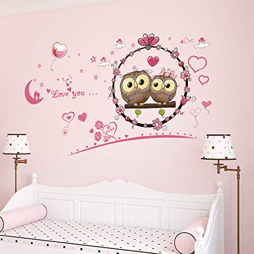 Amazon Brand - Solimo Wall Sticker for Bedroom (Owl Love Décor), Ideal ...