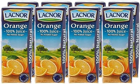 Lacnor Essentials Orange 100% Juice, No Added Sugar, 180 Ml Pack Of 8 ...
