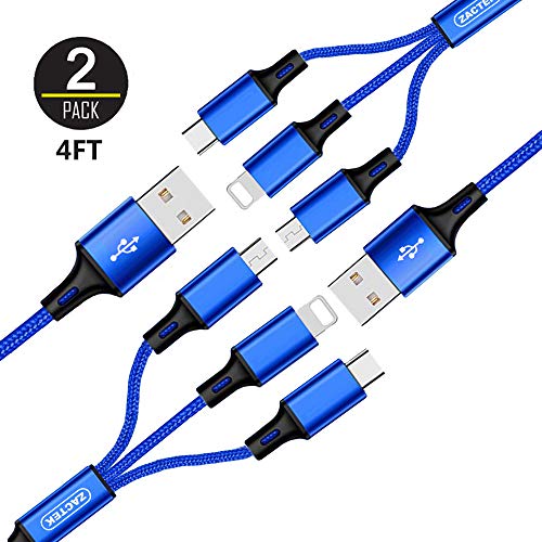 2Pack Multi Charging Cable-ZACTEK- Nylon Braided (4FT) Aluminum ...