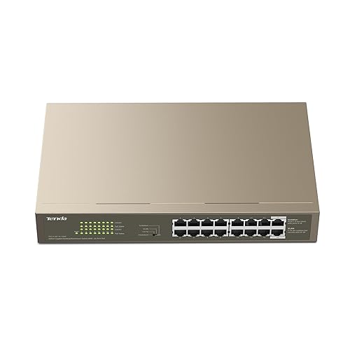 Tenda TEG1116P, 16 Port Gigabit PoE Switch Compatible with IEEE 802.3af ...