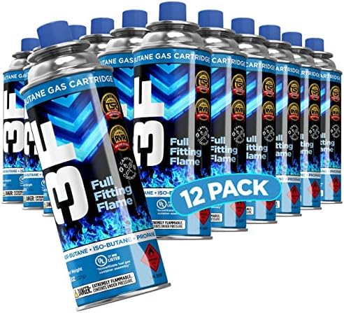3F Butane Fuel Canister, 8oz, 12 Pack, For All Camping Stoves and Torch ...