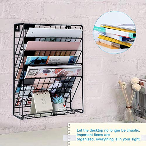 Veesun Hanging File Organizer Holder -5 Tier Vertical Wall Hanging File ...