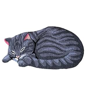 Amazon.com: Grey Cute Sleeping Cat Shaped Bedroom Area Rug,Tabby Cat ...