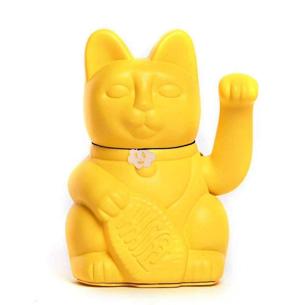 Chat chinois chanceux. Lucky Cat. Maneki Neko. COULEUR JAUNE 12x8x18cm ...