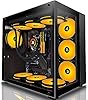 AMANSON PC CASE ATX 9 PWM ARGB Fans Pre-Installed, Mid-Tower Gaming PC Case, Panoramic Tempered ...