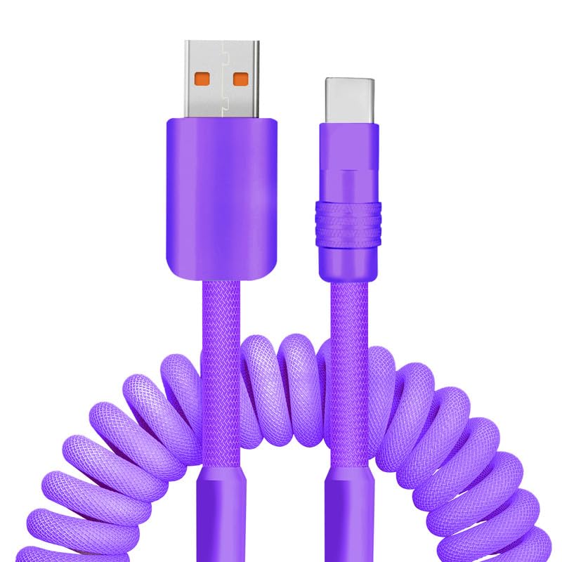 GentsStride Curly Chubby New Spring Charge Cable Spiral Braid Fast ...