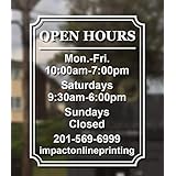 Amazon.com: Custom Business Hours Window Decal - 10.5"x13.5" - Vinyl ...