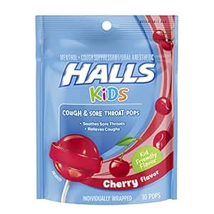 Amazon.com : Halls Kids Cherry Cough and Sore Throat Pops - for ...