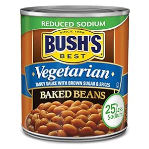 Amazon.com: BUSH'S BEST Reduced Sodium Vegetarian Baked Beans, 16 Ounce ...