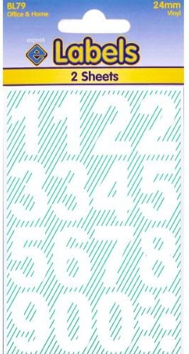 Vinyl Numbers White Stickers 24mm: Amazon.co.uk: Office Products
